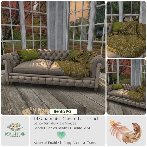 Second Life Marketplace - DD Charmaine Chesterfield Couch-PG/ADD
