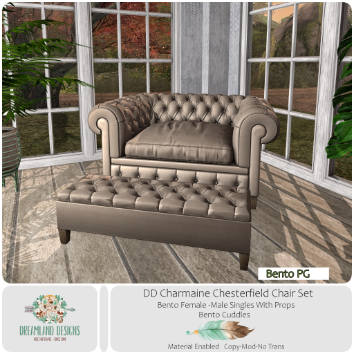 Second Life Marketplace - DD Charmaine Chesterfield Chair Set PG/ADD