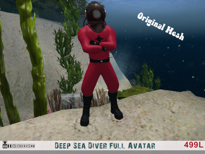 Second Life Marketplace - Underwater Deep Sea Diver Avatar Red