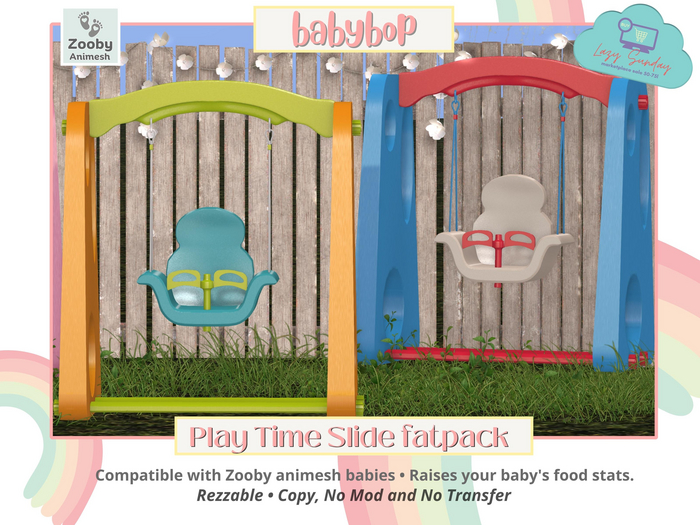Second Life Marketplace - .:bb:. Playtime Swing Fatpack (zooby animesh ...