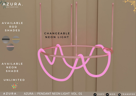 Second Life Marketplace - AZURA ::: PENDANT NEON LIGHT VOL .02 -CEILING ...