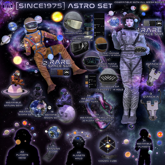 Second Life Marketplace - 12.[Since1975] Astro Helmet (For Hand) / Orange