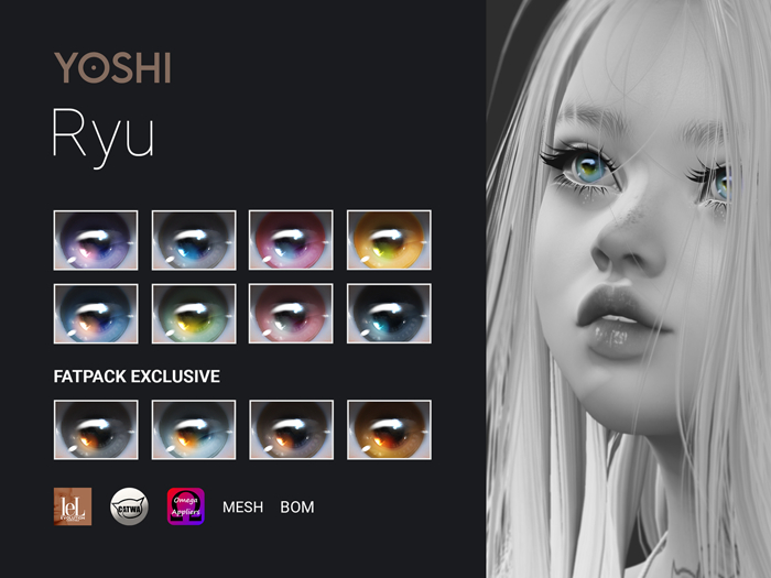 Second Life Marketplace - YOSHI - Kawaii eyes multicolor set - Ryu Eyes ...