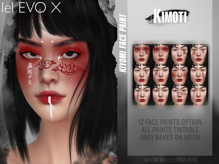 Second Life Marketplace - ~Kimoti~ \\ Kiyomi Face Paint Lel EVO X
