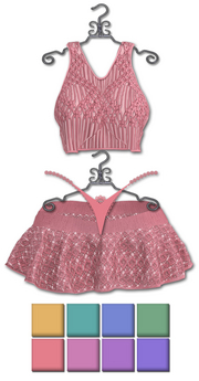 Second Life Marketplace - Graffitiwear Pastel Macrame Top & Skirt