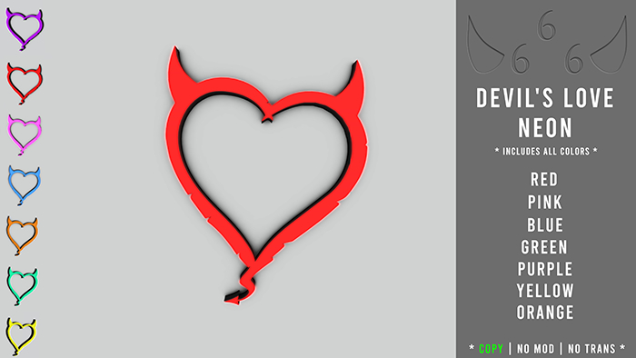 Second Life Marketplace - [ 666 ] Devil's Love Neons - [ADD ME]