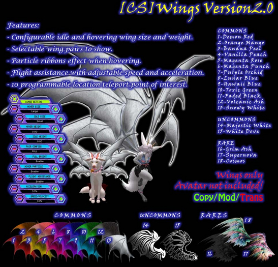 Second Life Marketplace - [CS]Wings V2 - 13-Snowy White (VOUCHER)