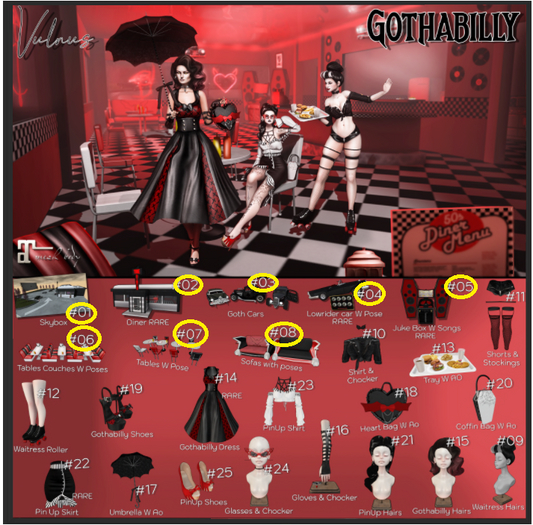 Second Life Marketplace - vulnus Gothabilly diner 50s fullset-8pz