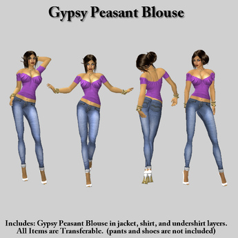 Second Life Marketplace - (NYF) - Gypsy Peasant Blouse - Purple