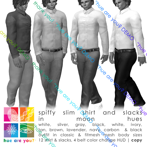 Second Life Marketplace - "hue are you?" DEMO hues spiffy slim shirt ...