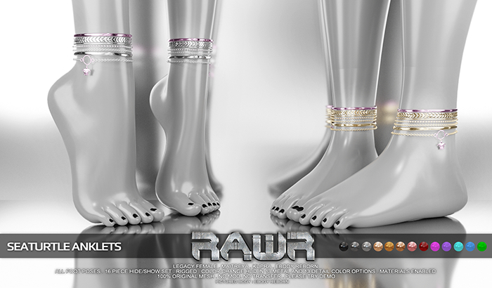 Second Life Marketplace - RAWR! Seaturtle Anklets DEMO (add me)