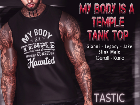Second Life Marketplace - Tastic-My Body is a Temple Tank Top-Updated!