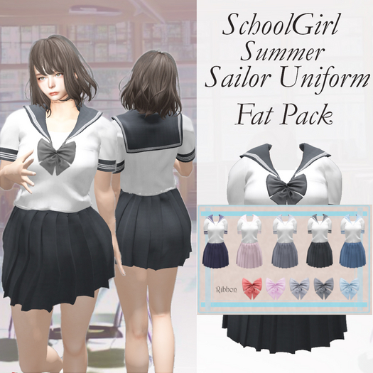 Second Life Marketplace - ::qS::SchoolGirl Summer Sailor Uniform FATPACK