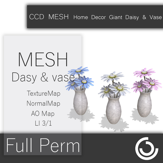 Second Life Marketplace - MESH Home Decor Giant Daisy & Vase