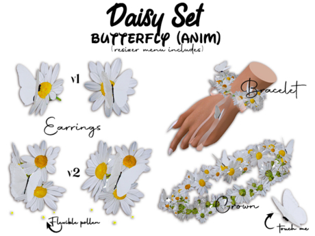 Second Life Marketplace - VIOLOVE / Daisy Set / Butterfly (ANIM)