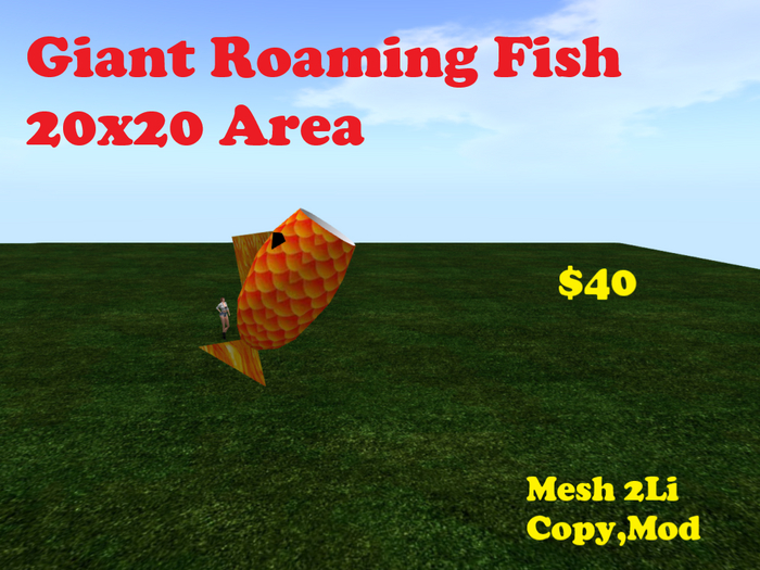 Second Life Marketplace - Giant Roaming Fish 220x20 area boxed