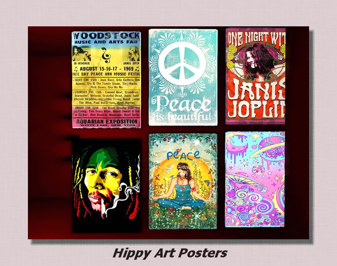 Second Life Marketplace - Wall Art Decor-Hippy Art Posters-full perm art