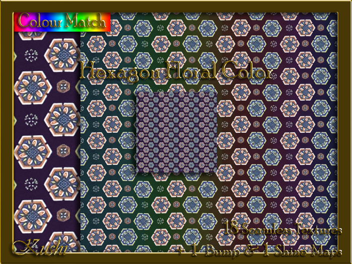 Second Life Marketplace - Hexagon Floral Color Seamless Texture Pack