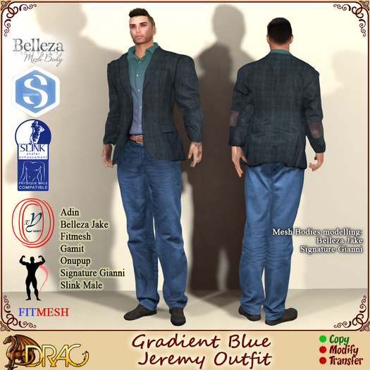 Second Life Marketplace - [Drac] Jeremy Outfit Gradient Blue ...