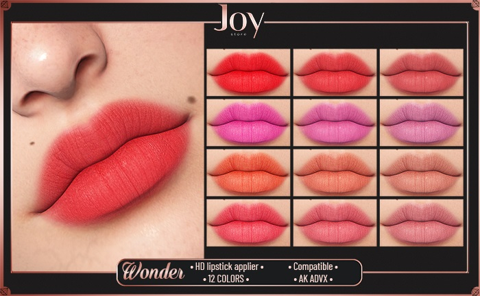 Second Life Marketplace - JOY - Wonder HD lipstick for AK ADVX App {add}