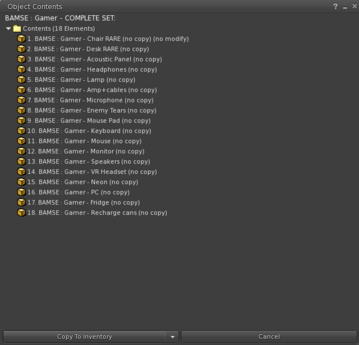 Second Life Marketplace - BAMSE : Gamer - COMPLETE SET