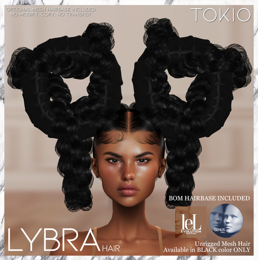 Second Life Marketplace - TOKIO Hair - LYBRA Alpha Hair - Black