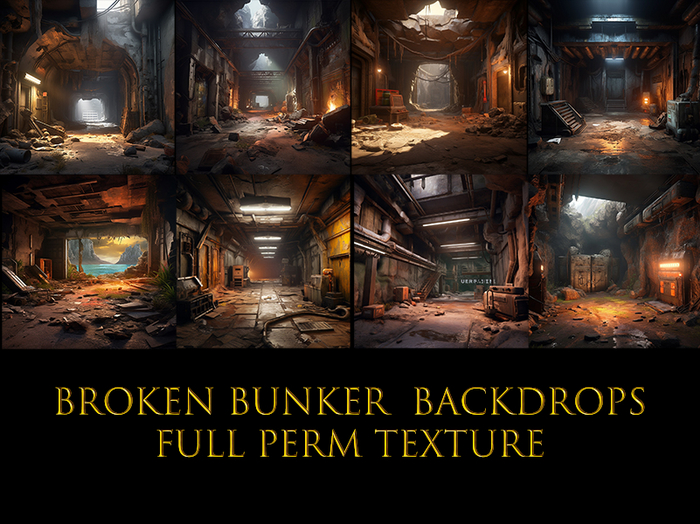 Second Life Marketplace - SATO - Broken Bunker backdrops Full Perm Textures