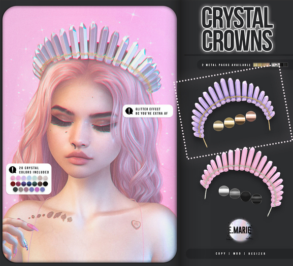 Second Life Marketplace - e.marie // crystal crown : golds