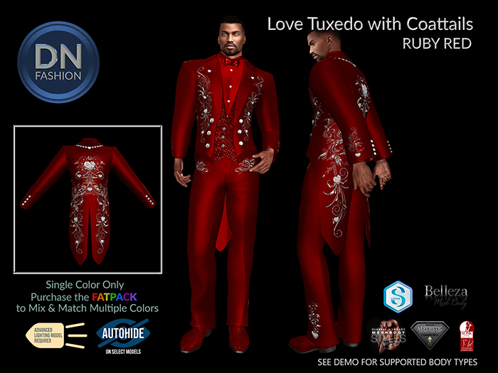 Second Life Marketplace - [JEFDN] Love Tuxedo - Ruby Red