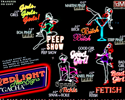 Second Life Marketplace - 09 RARE !dM Redlight **KNEEL** PinUp Neon (BOX)