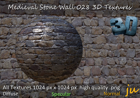 Second Life Marketplace - JU Medieval Stone Wall 028 3D Textures Full Perm