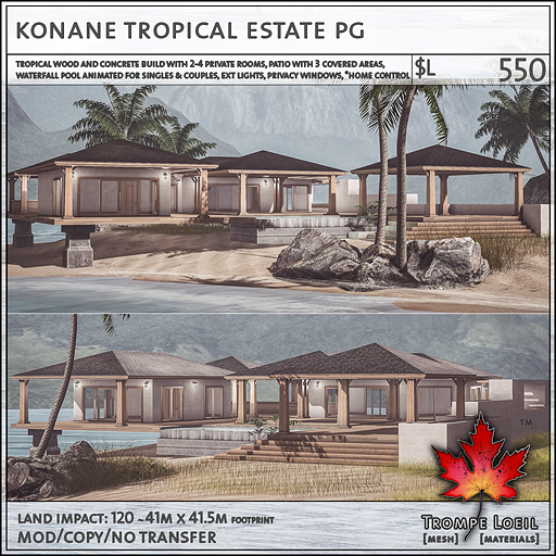 Second Life Marketplace - Trompe Loeil - Konane Tropical Estate PG 2.0 ...