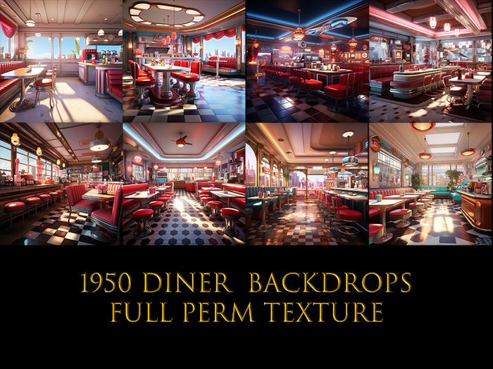 Second Life Marketplace - SATO - 50s Diner Backdrops Full Perm textures