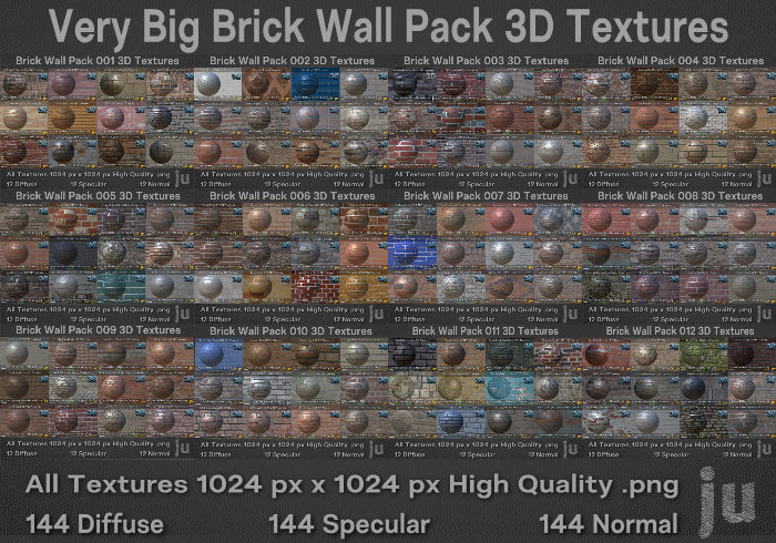 Second Life Marketplace - JU Very Big Brick Wall Pack 3D Textures Full Perm