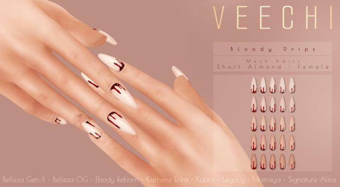 Second Life Marketplace - Veechi - Bloody Drips // Short Almond Mesh ...