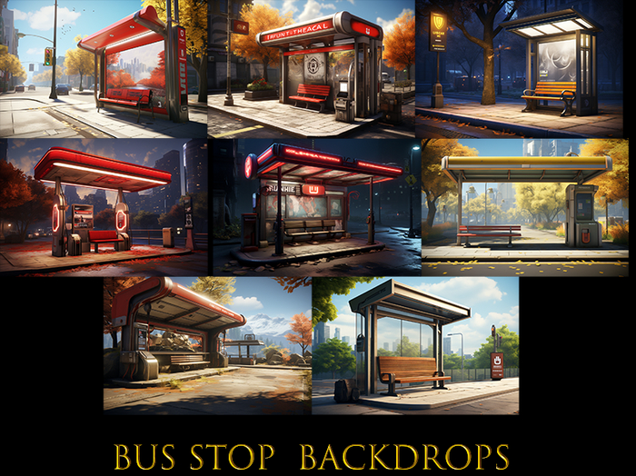 Second Life Marketplace - SATO - (wide) Bus Stop backdrops Full perm ...