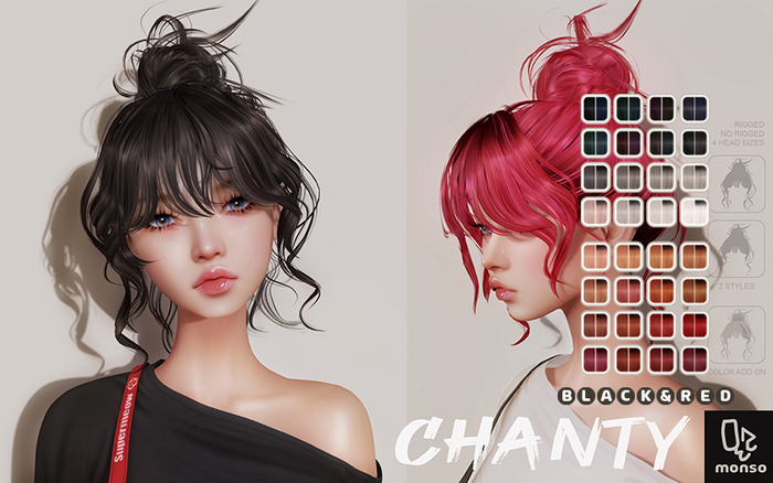 Second Life Marketplace - [monso] Chanty Hair /Black & Red