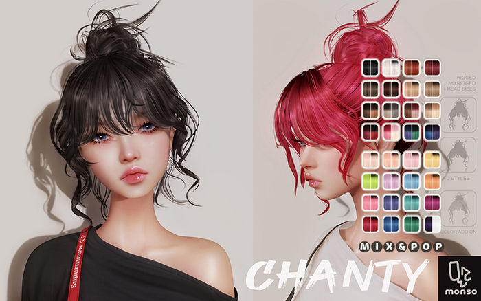 Second Life Marketplace - [monso] Chanty Hair /Mix & Pop