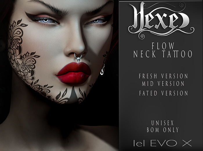 Second Life Marketplace - Hexed - Flow Neck Tattoo BOM ONLY EVOX