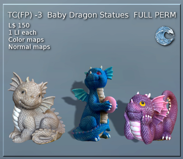 Second Life Marketplace - TC(FP) -3 Baby Dragon Statues FULL PERM
