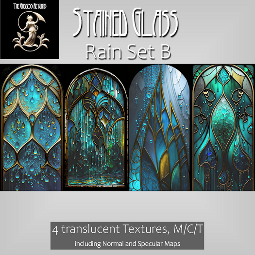 Second Life Marketplace - TGR - Stained Glass - Rain Set B boxed