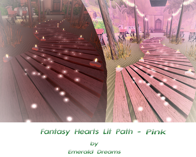 Second Life Marketplace - .:Emerald Dreams:. Fantasy Hearts Lit Path - Pink