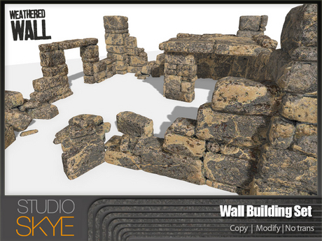 Second Life Marketplace - Skye Weathered Wall Building Set
