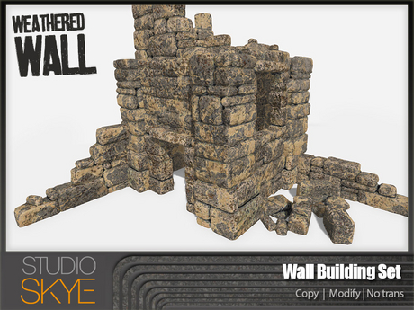Second Life Marketplace - Skye Weathered Wall Building Set