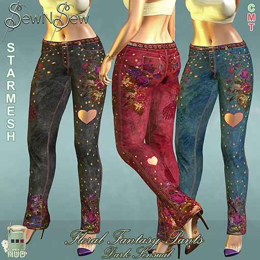 Second Life Marketplace - SnS - Floral Fantasy Pants - DARK SENSUAL