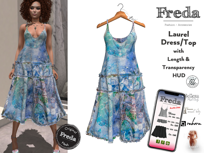 Second Life Marketplace - "Freda" Laurel Ruffle Dress Artsy Aqua, incl ...