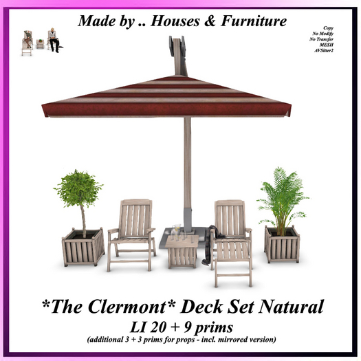 Second Life Marketplace - *The Clermont* Deck Set Natural