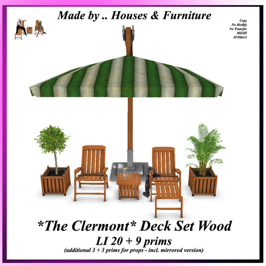 Second Life Marketplace - *The Clermont* Deck Set Wood