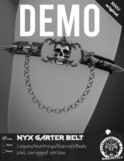 Second Life Marketplace - DEMO Badwolf - Nyx Garter (ADD)