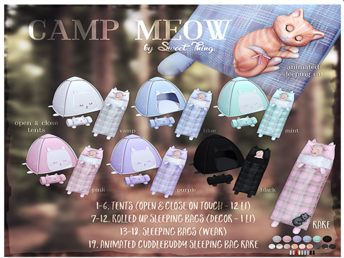Second Life Marketplace - Sweet Thing. Camp Meow Tent - Purple